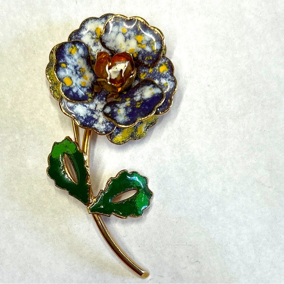 Vintage | Jewelry | Vintage Enamel Peony Flower Elegant Brooch Enamel ...